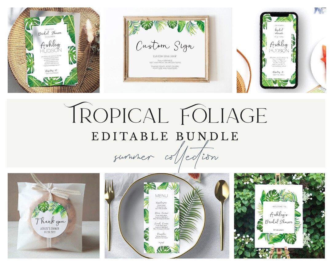Tropical Stationary Bundle, Editable for All Occasions, Tropical Bridal ...