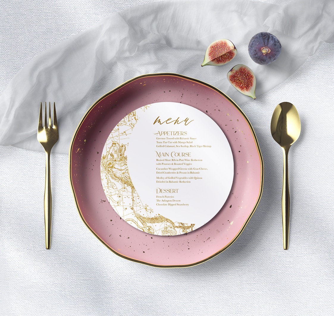 Star Map Menu Zodiac Constellations Round Menu Template - Etsy