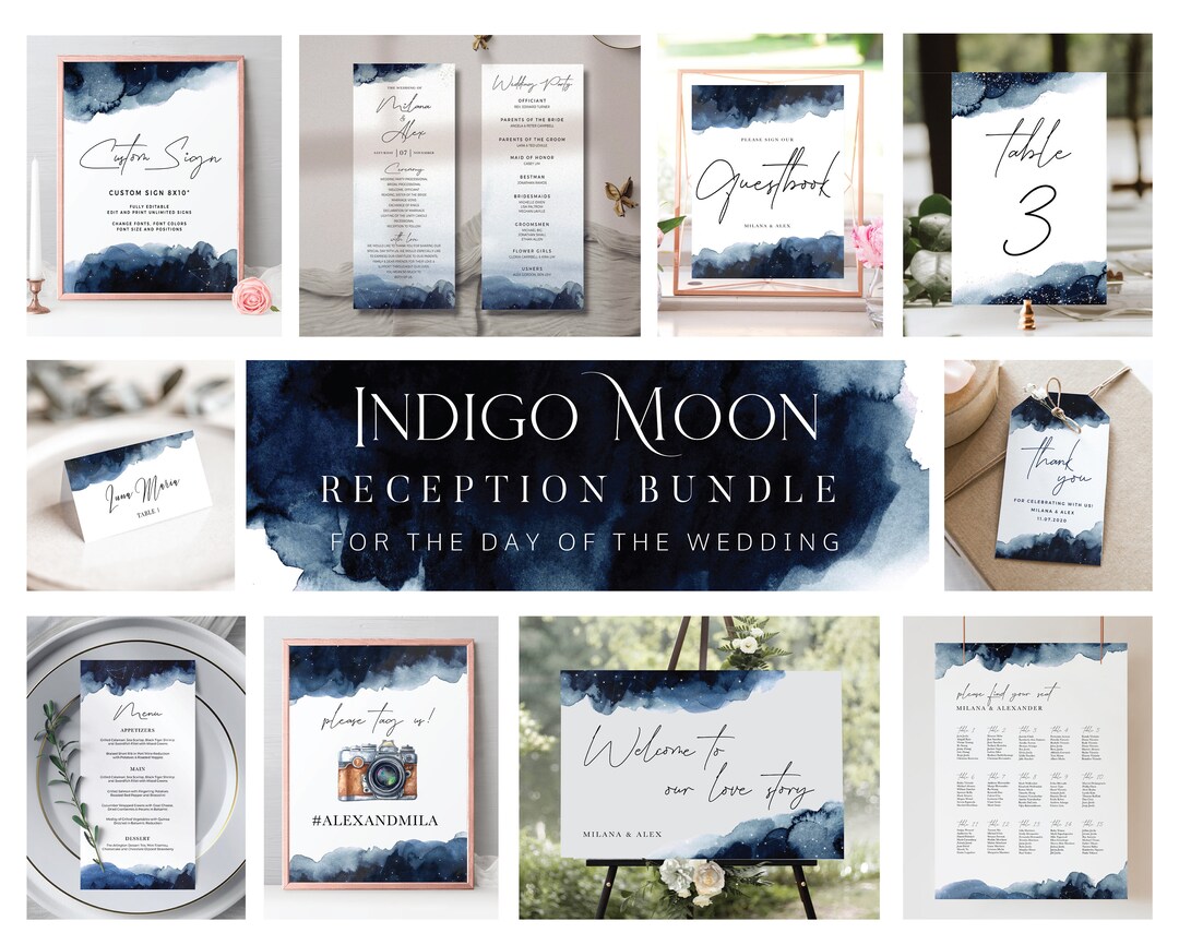 Celestial Reception Bundle, Printable Wedding Signage, Seating Plan ...