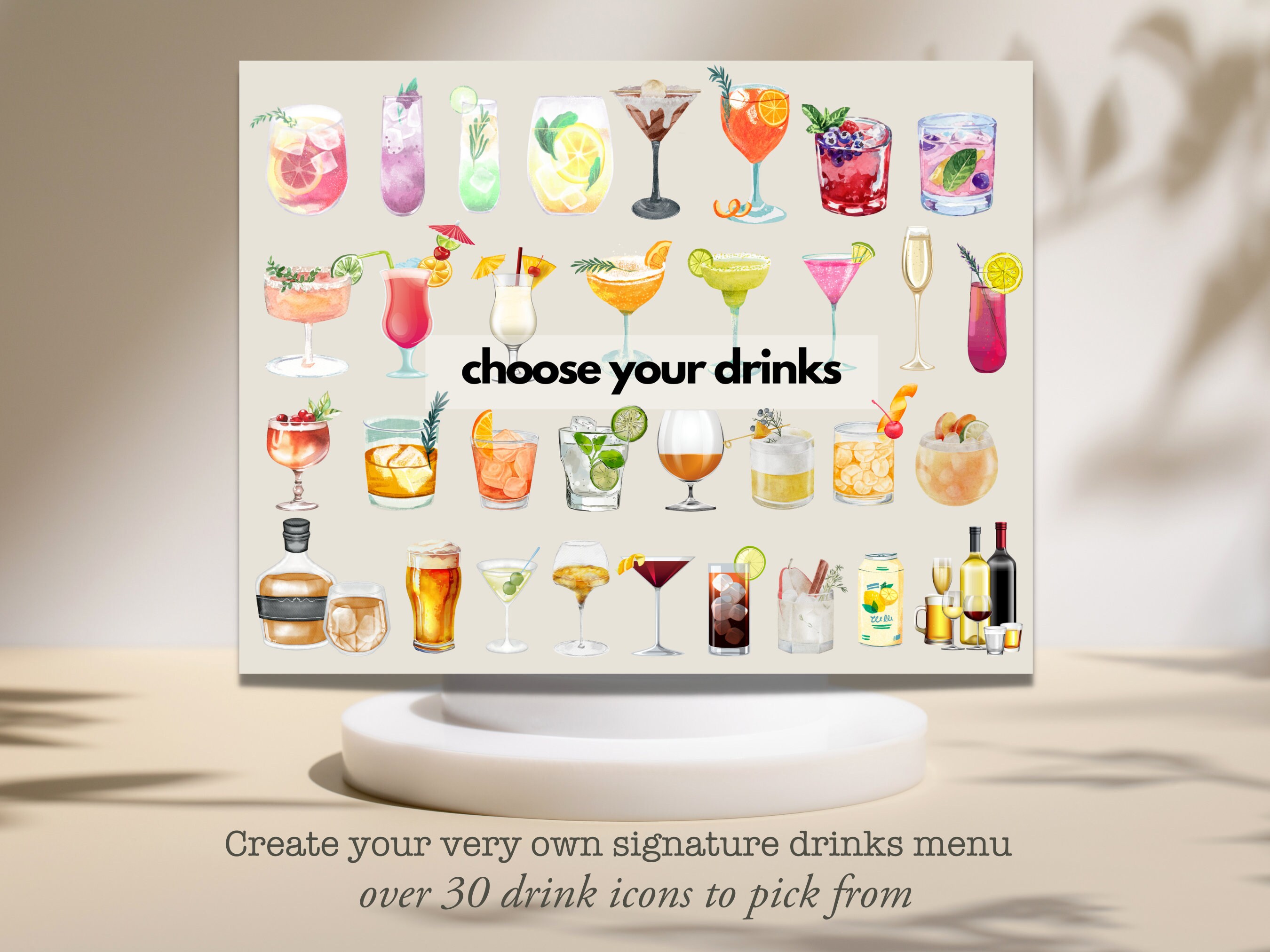 Chalkboard Signature Drink Sign, Bridal Shower Drinks Menu, Wedding ...