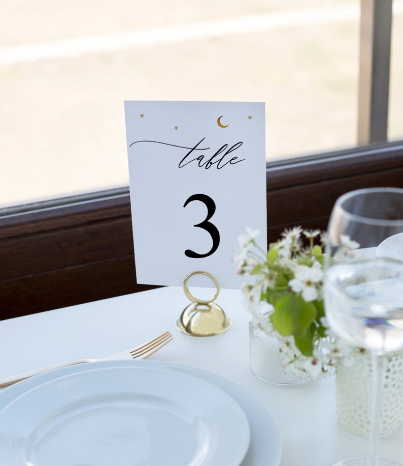 Minimal Celestial Table Number Under the Moon Reception | Etsy