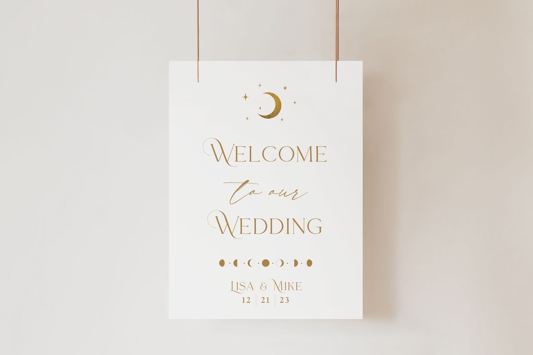 Minimal Celestial Welcome Sign, Under the Stars Theme, Sign With Stars ...