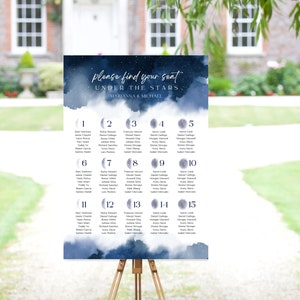 Starry Night Seating Chart, Blue Watercolor Night Sky, Starry Galaxy - Etsy
