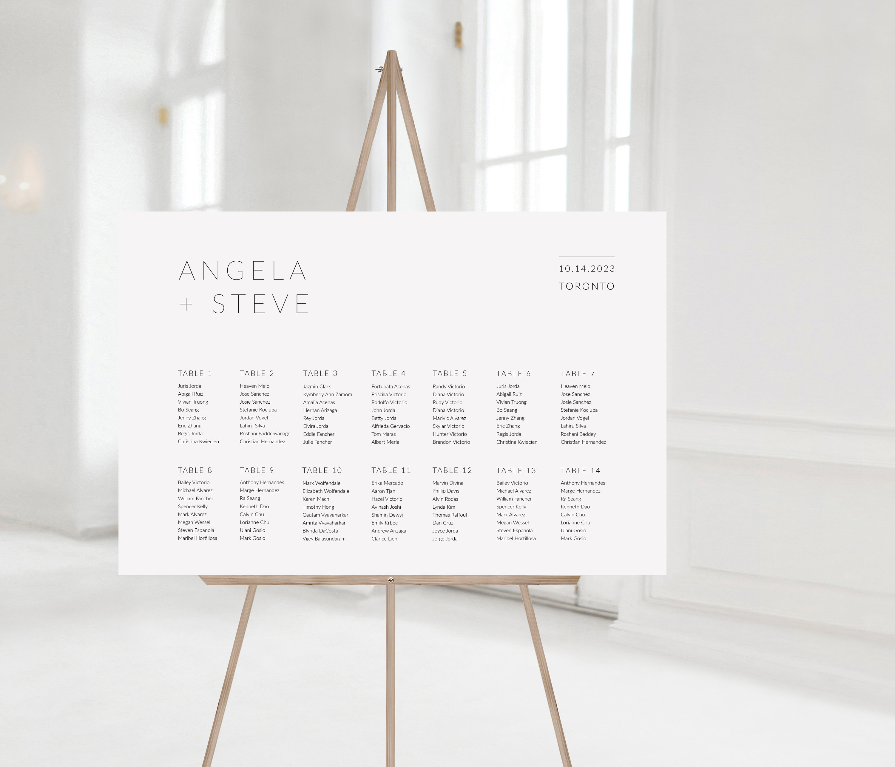 Modern Seating Chart Template, Simple Minimalist Design, Formal Event ...