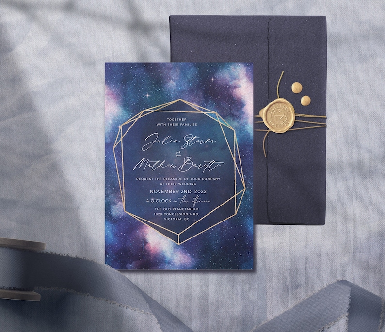 Cosmic Invitation, Starry Night, Galactic Invitation, Astronomy Wedding ...