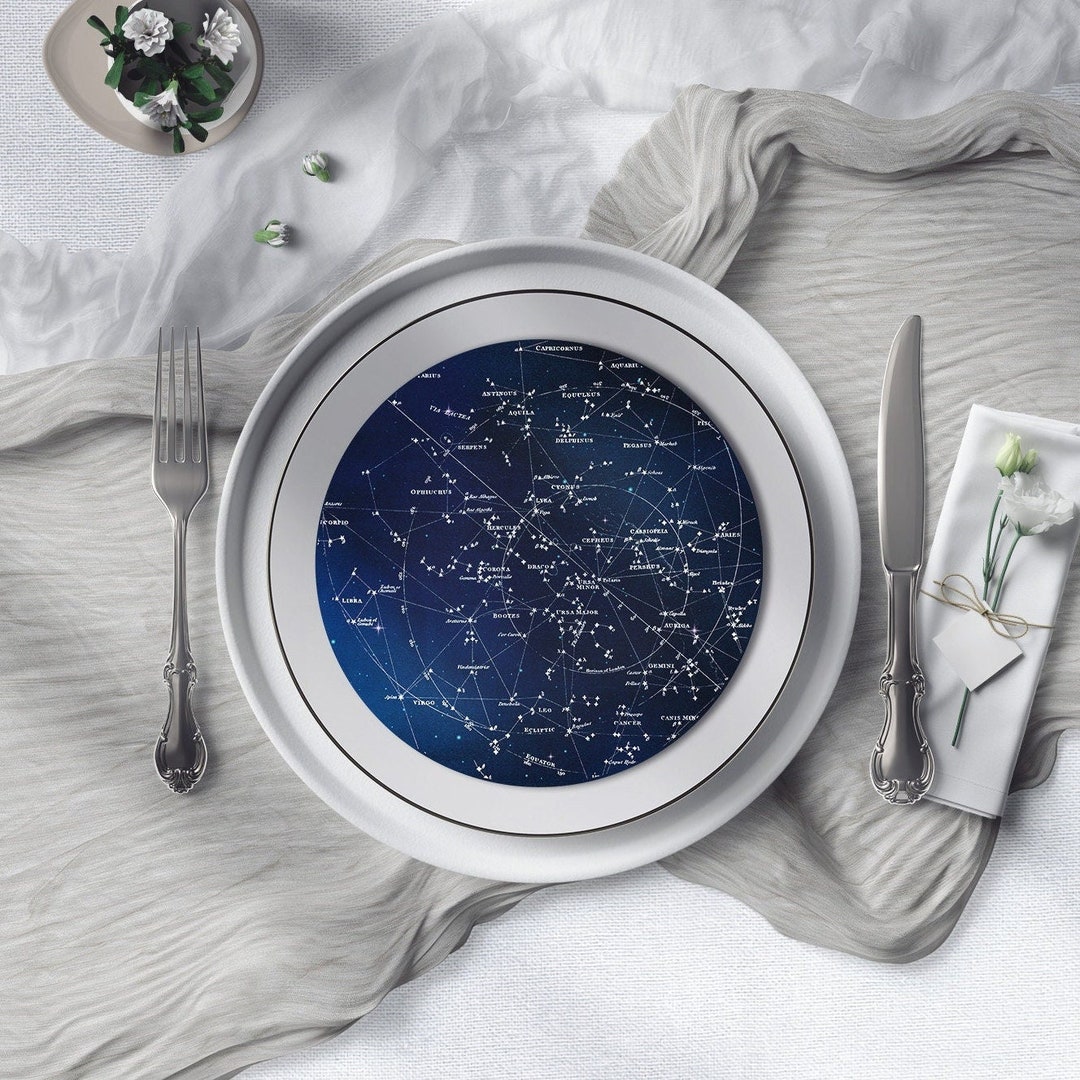 Star Map Menu, Zodiac Constellations, Round Menu Template, Blue Sky ...