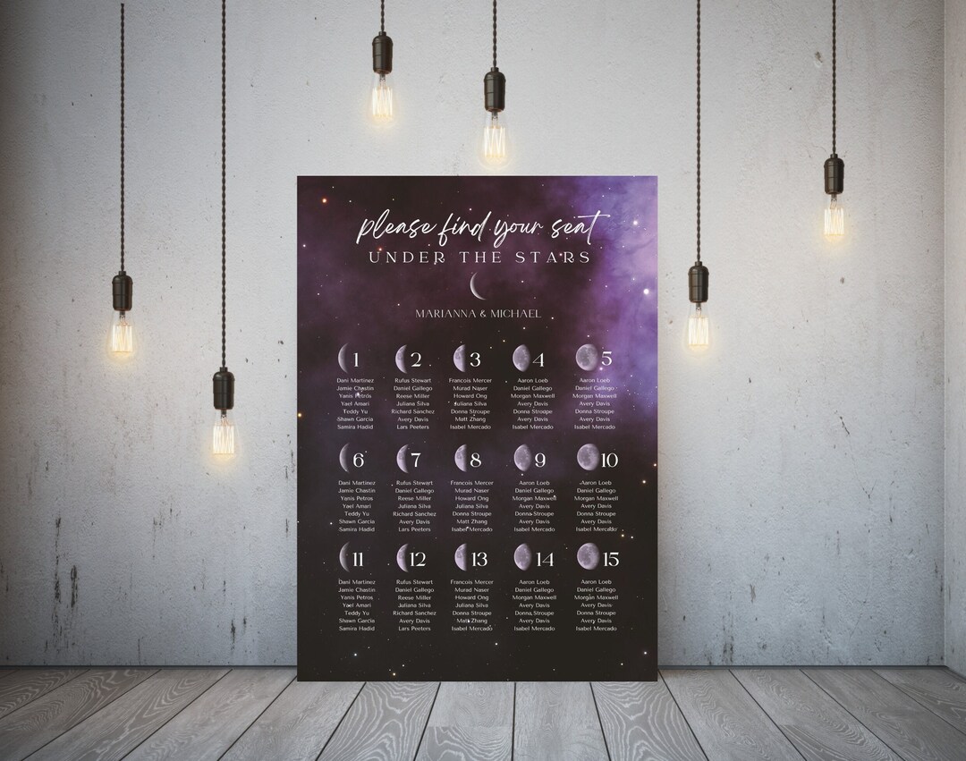 Violet Sky Seating Chart, Starry Night Wedding Sign, Celestial Wedding ...