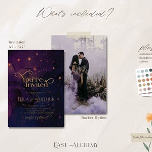 Purple Starry Night Invitation, Purple Wedding Invitations, Galaxy ...