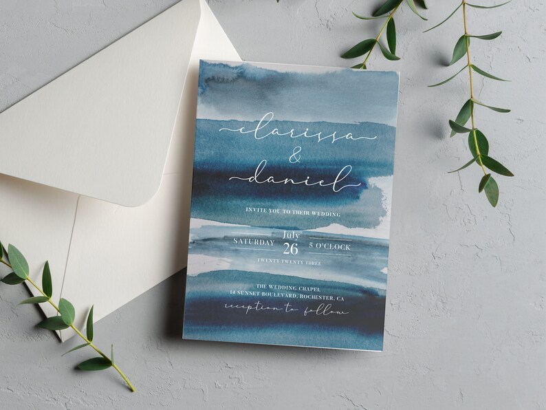 Capri Wedding Invitation Ocean Blue Invitation Blue - Etsy