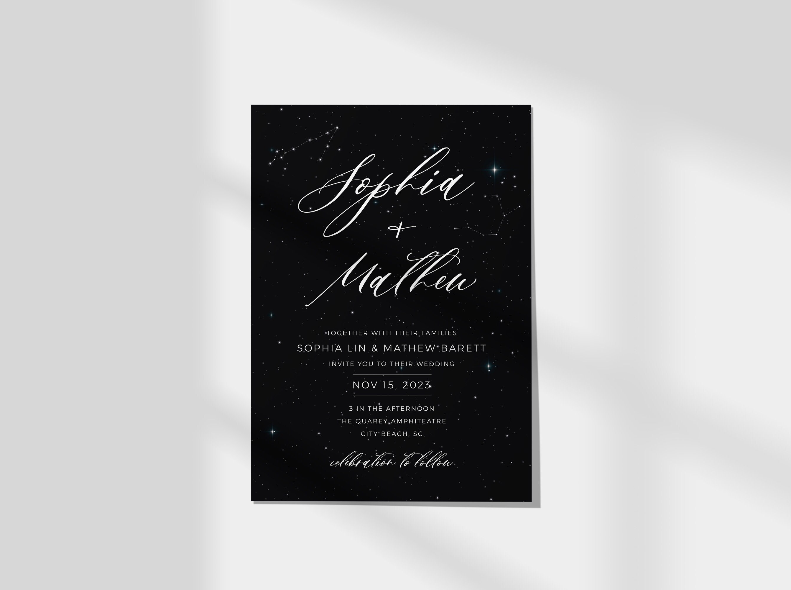 Black Celestial Invitation Astrology Theme Wedding Starry - Etsy