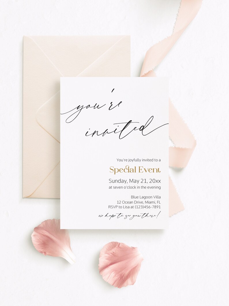 You're Invited Minimalist Invitation, Simple Classic Invite, Modern ...