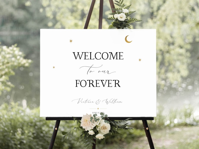Minimal Celestial Welcome Sign Under the Stars Theme Sign - Etsy
