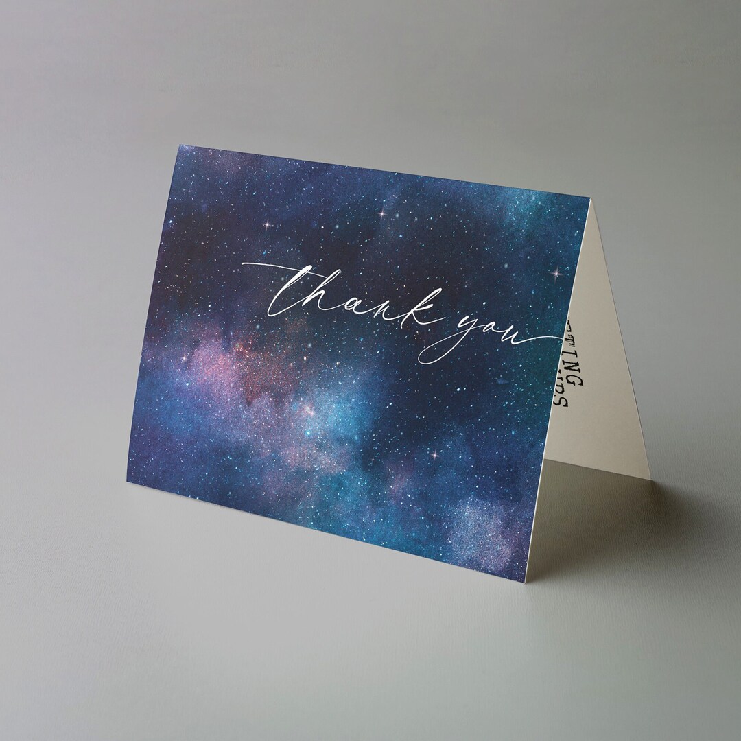 Cosmic Thank You Card, Celestial Wedding Thank You, Space Galaxy Theme ...