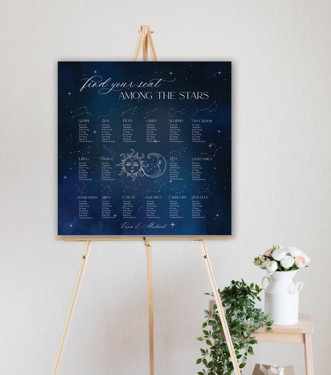 Celestial Zodiac Seating Plan Sun and Moon Sol & Luna - Etsy