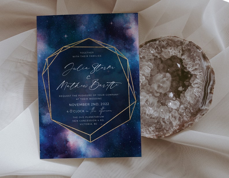 Cosmic Invitation, Starry Night, Galactic Invitation, Astronomy Wedding ...