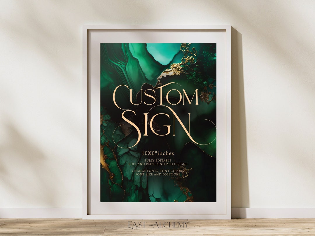 Emerald Green Custom Sign, Wedding Guest Book Sign, Green and Gold ...