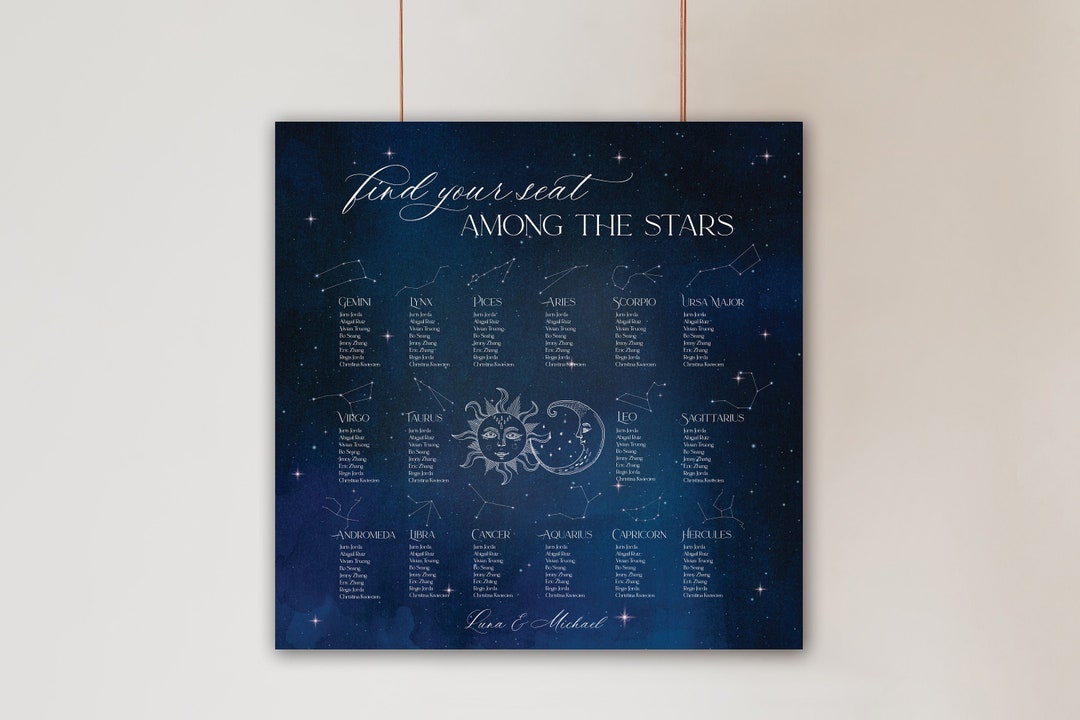 Celestial Zodiac Seating Plan, Sun and Moon, Sol & Luna, Wedding ...