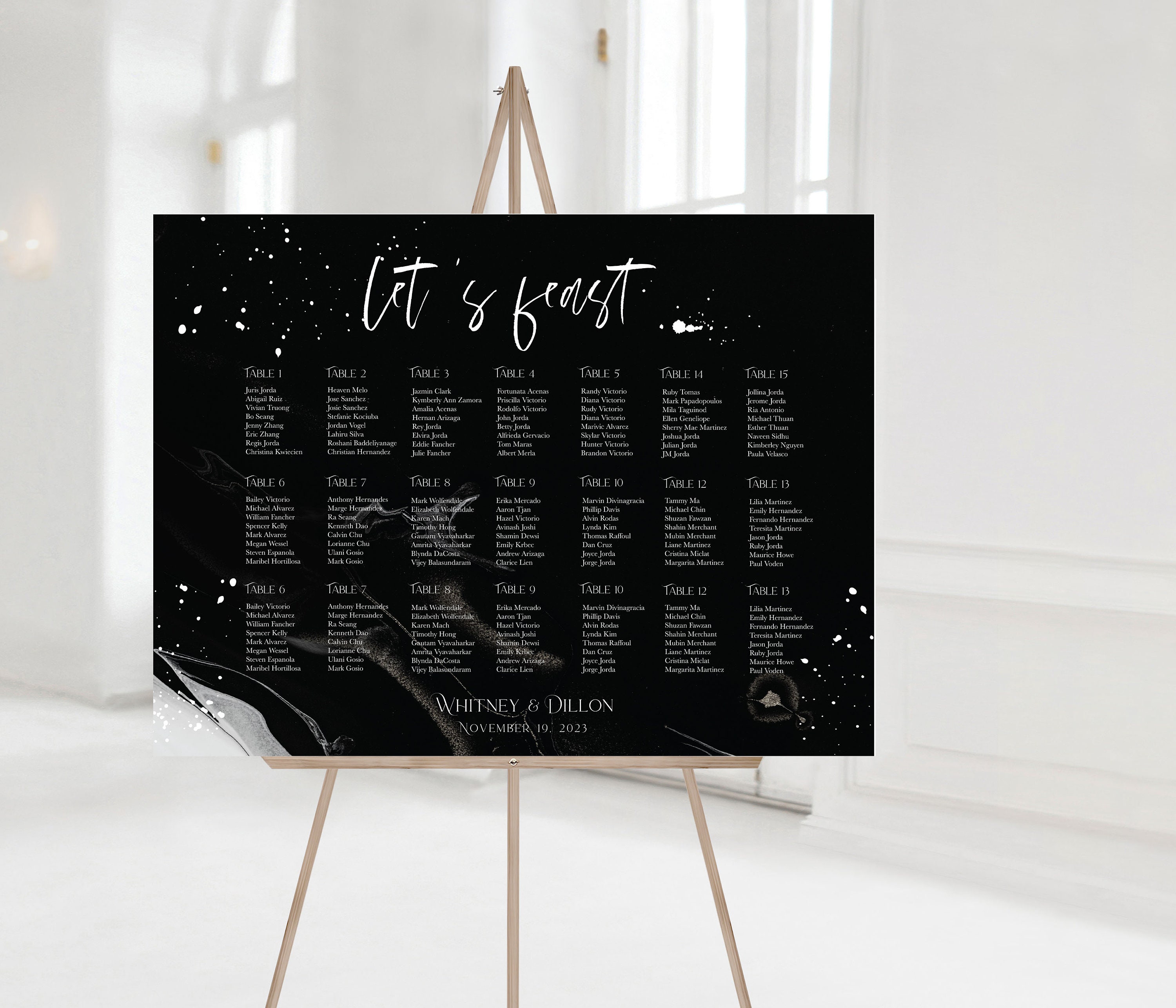 Black and White Wedding Seating Chart Let's Feast Seating - Etsy