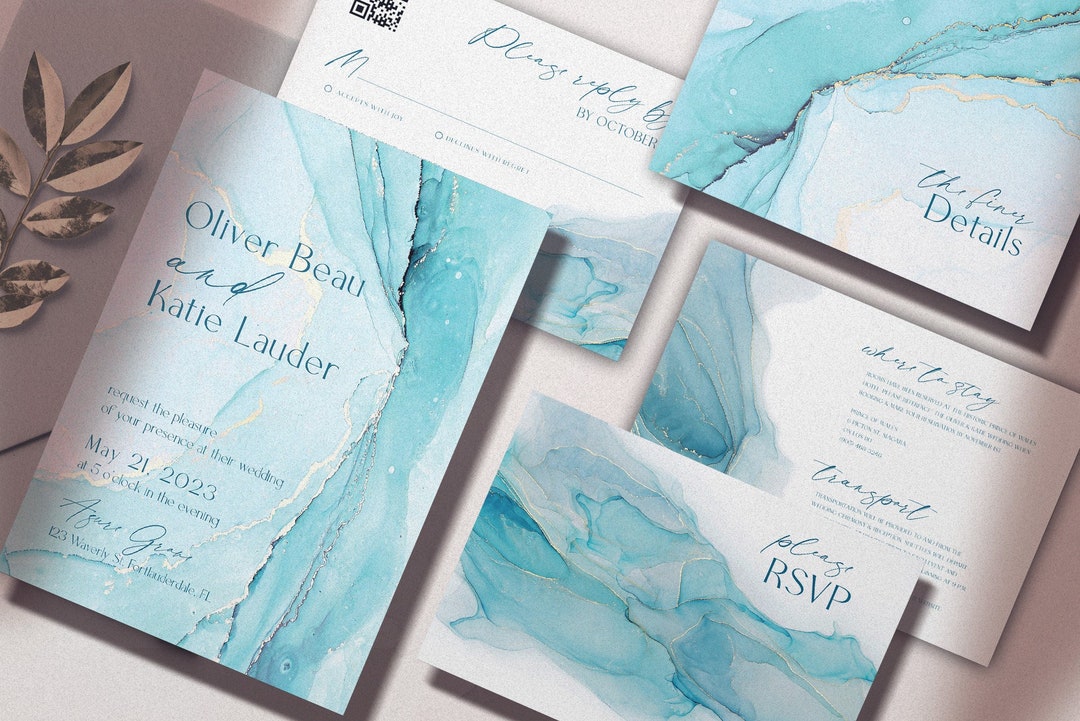 Azure Wedding Suite, Modern Coastal Wedding, Destination Wedding, Teal ...