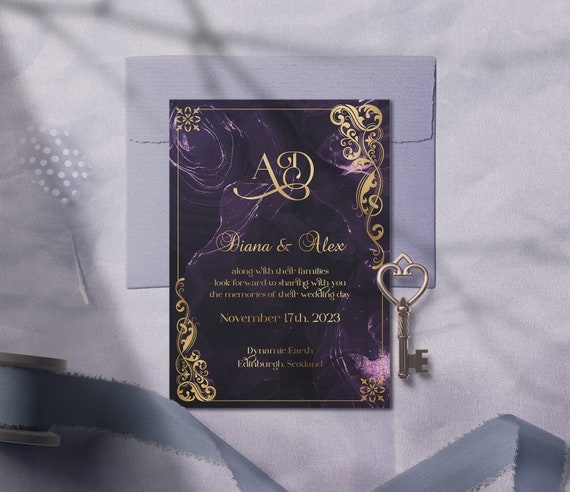 Royal Purple Wedding Invitations Page 2 | Luxury Purple Gold