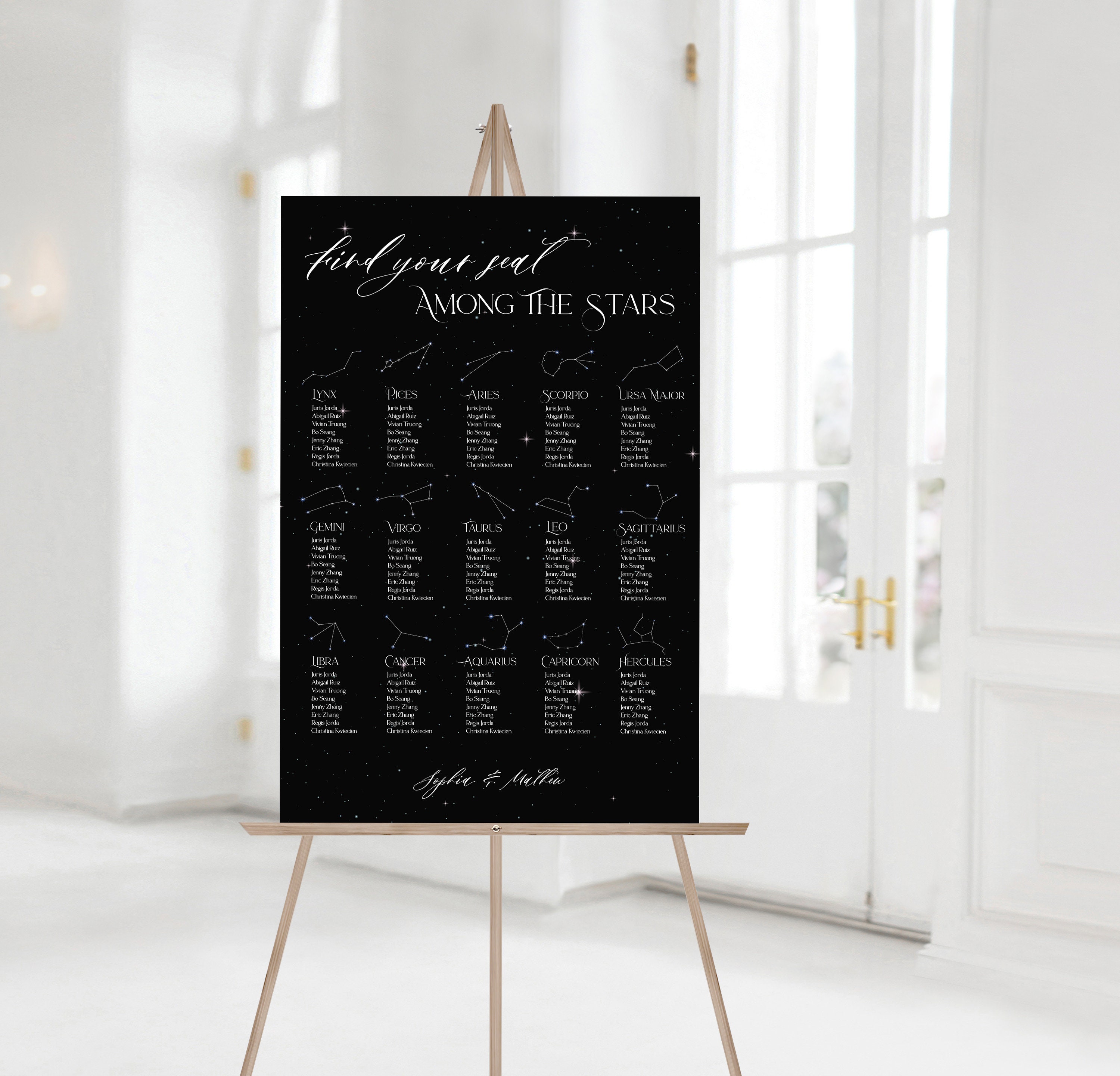 Black Celestial Seating Plan Zodiac Wedding Seating Chart - Etsy
