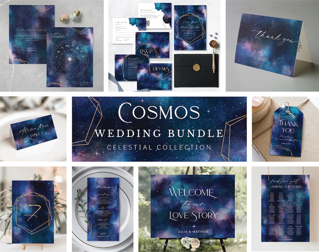 Cosmic Wedding Bundle, Galactic Wedding Décor, Space Wedding Theme, Galaxy Wedding Bundle ...