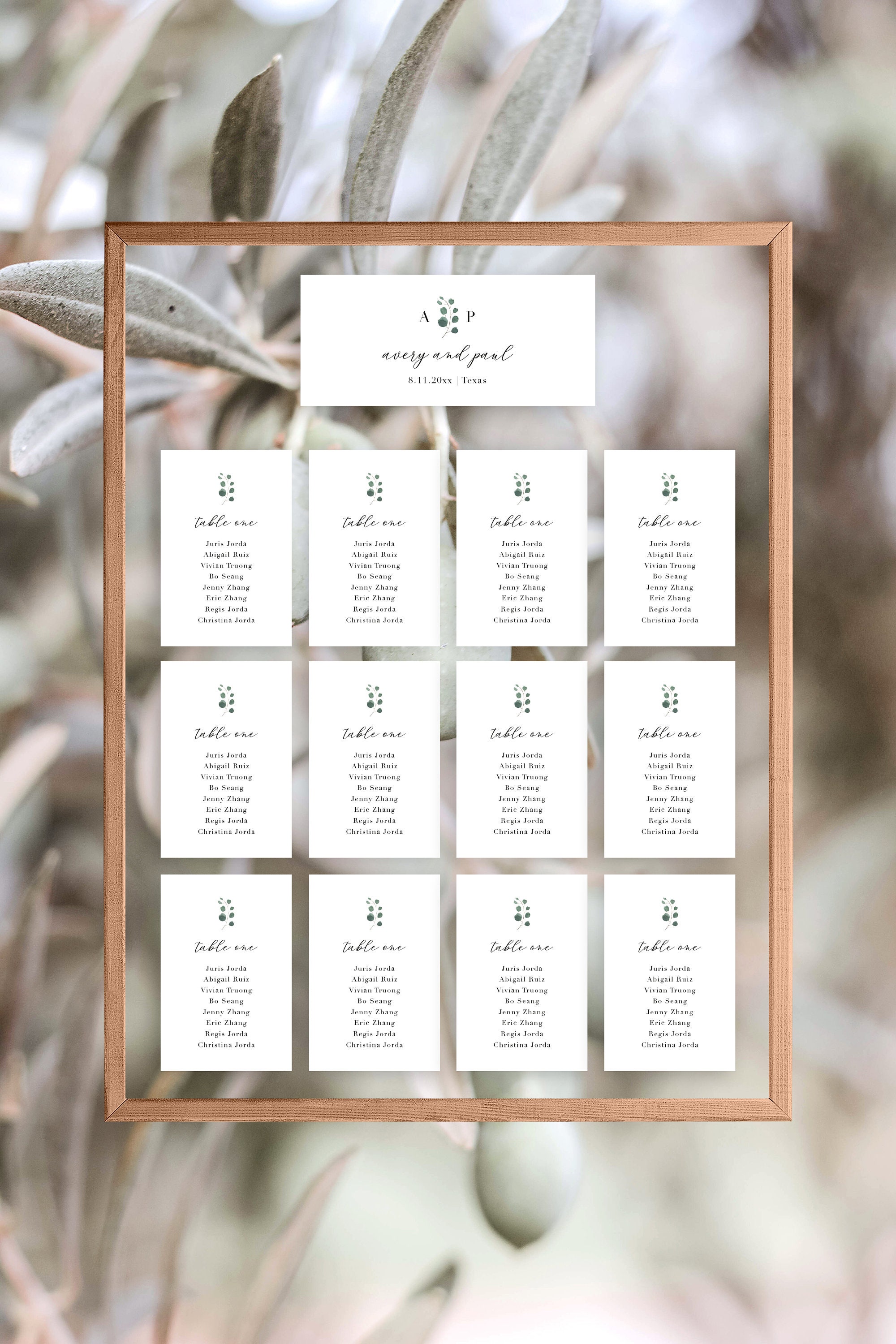 Hanging Seating Chart Template Rustic Wedding Seating Plan - Etsy