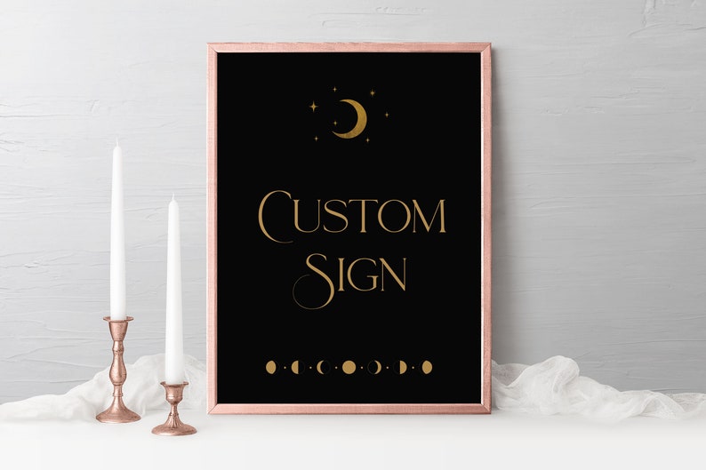 Minimal Celestial Sign, Moon and Stars Theme, Starry Night Wedding ...