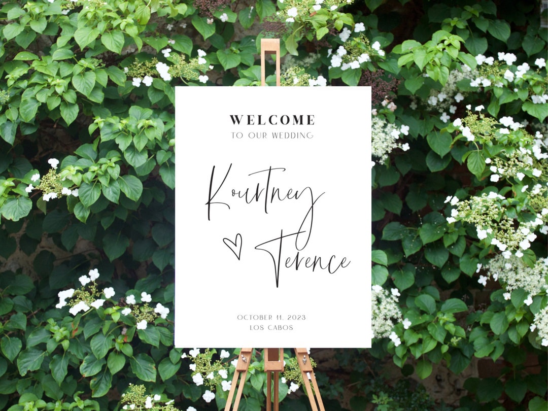 Welcome Sign Template, Handwritten Names, Editable Minimal Wedding Sign ...