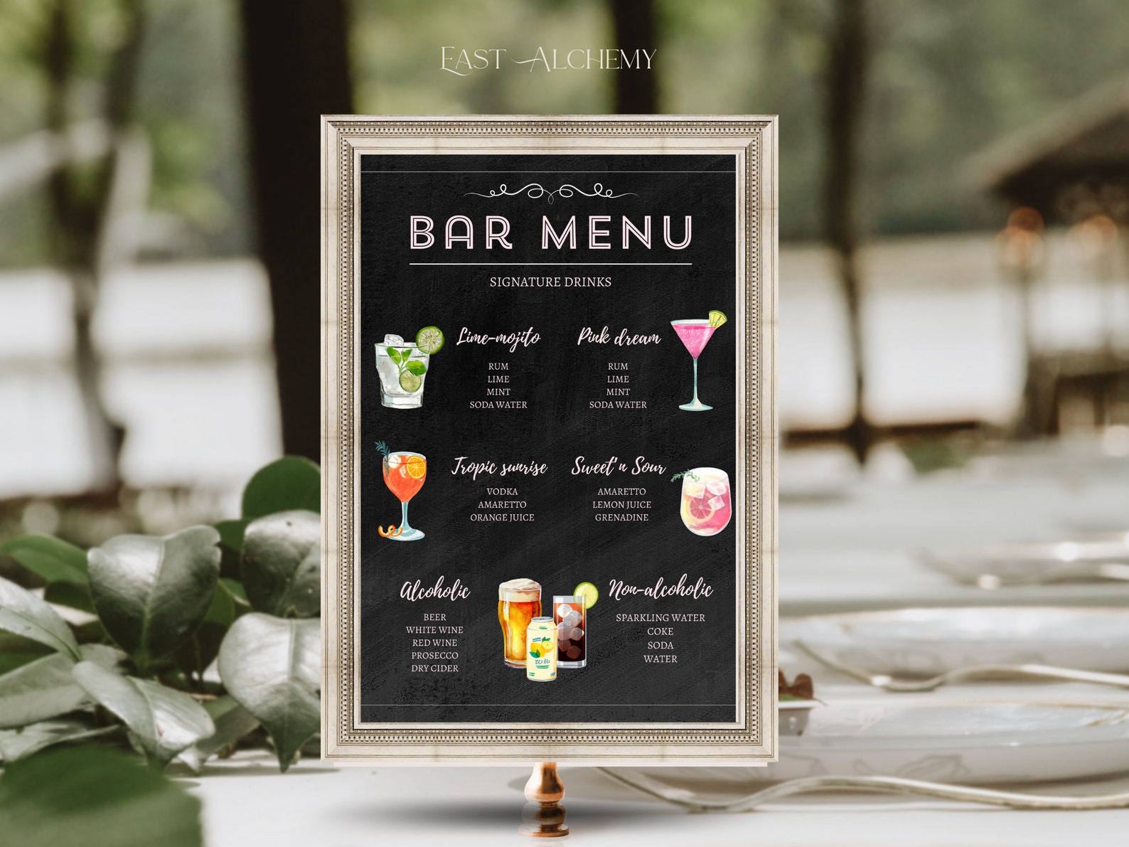 Chalkboard Signature Drink Sign, Bridal Shower Drinks Menu, Wedding ...