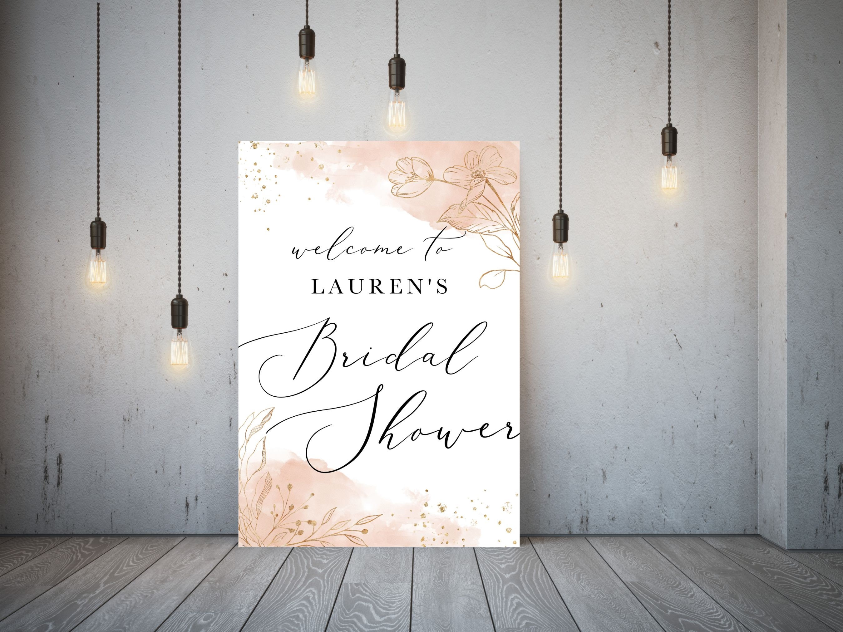 Blush Welcome Sign, Blush & Rose Gold Bridal Shower, Elegant Welcome ...
