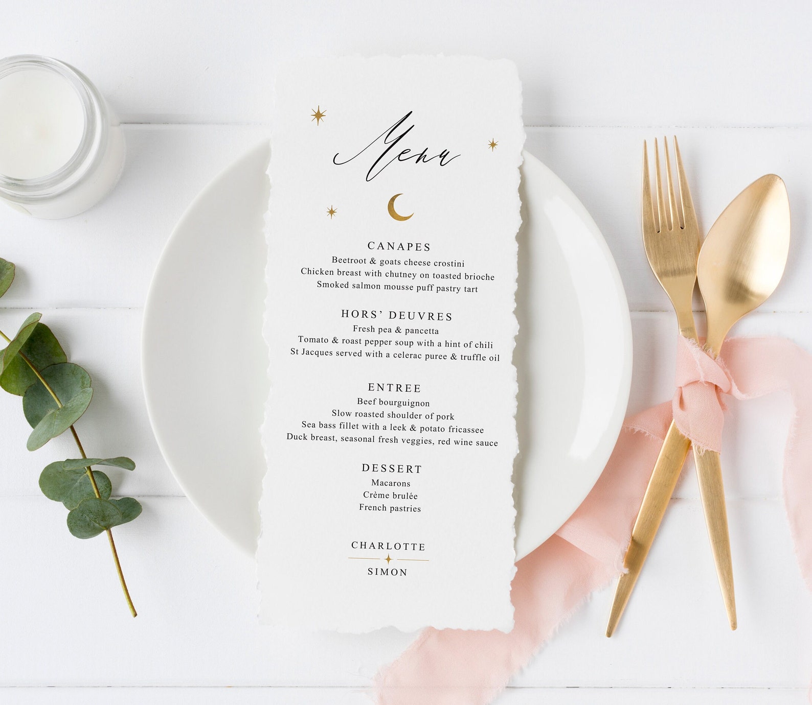 Minimalist Celestial Menu, Under the Moon Theme, Menu With Stars, Moon ...