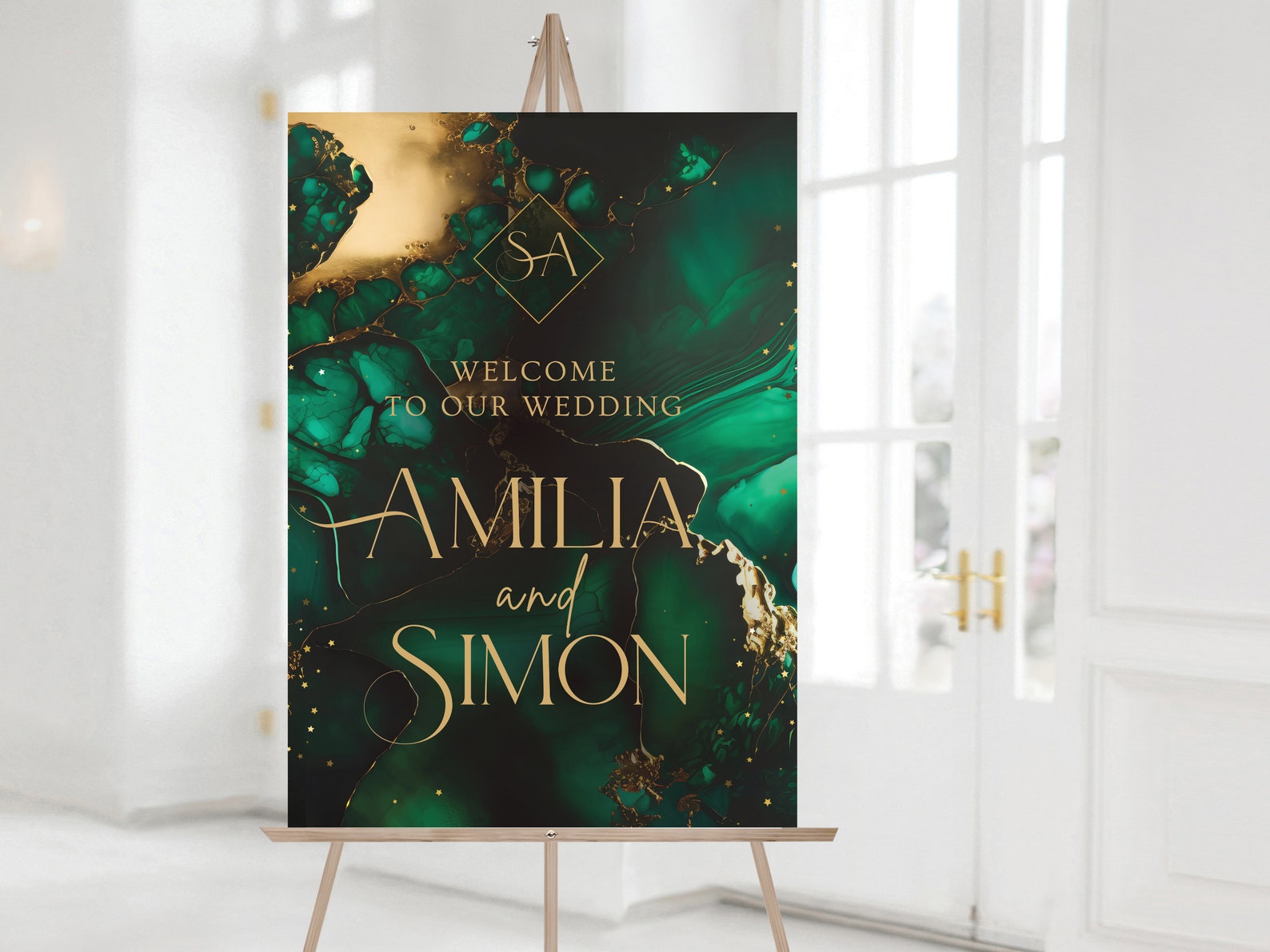Emerald Green Welcome Sign, Green and Gold Wedding Signs, Wedding ...