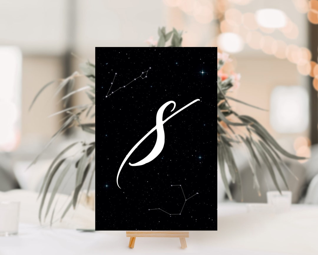 Black Celestial Table Number, Astrology Zodiac Theme, Star ...