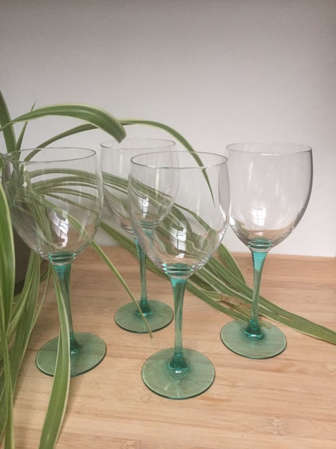 4 Water Glasses/lumiarc Aqua Turquoise Glasses/capacity 35 Cl/vintage ...