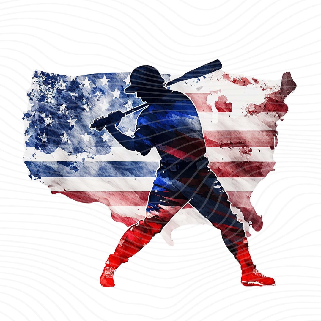 Baseball Player Flag Clipart: Watercolor USA Design (digital Download ...
