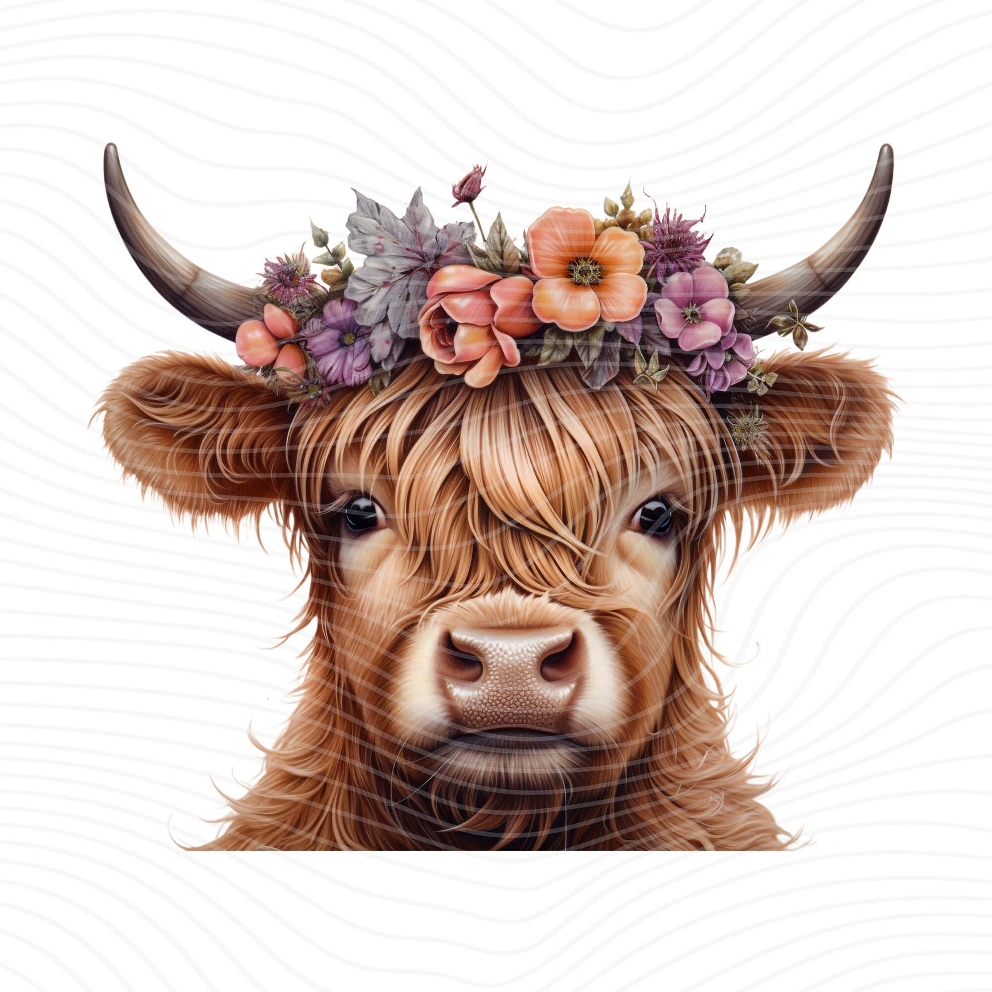 Highland Cow Floral Crown PNG, Highland Clipart, Highland Cow PNG, Cow Sublimation Designs ...