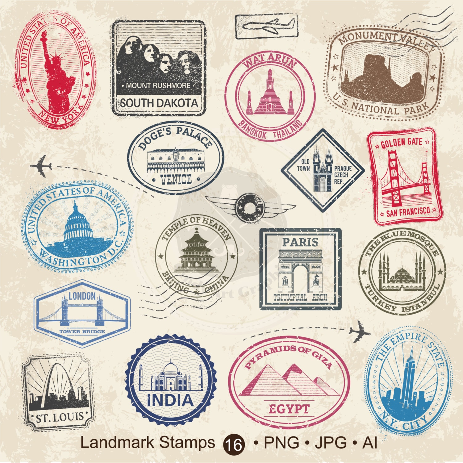 Vintage Travel Stamps