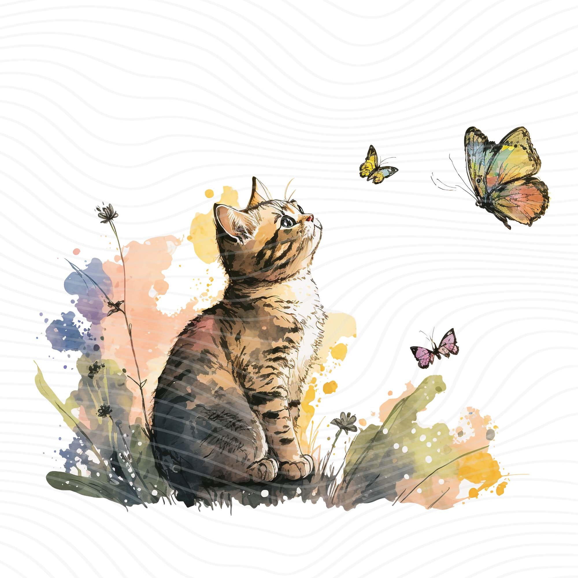 Gato con mariposas PNG, Gato PNG, Diseño de sublimación de gato ...
