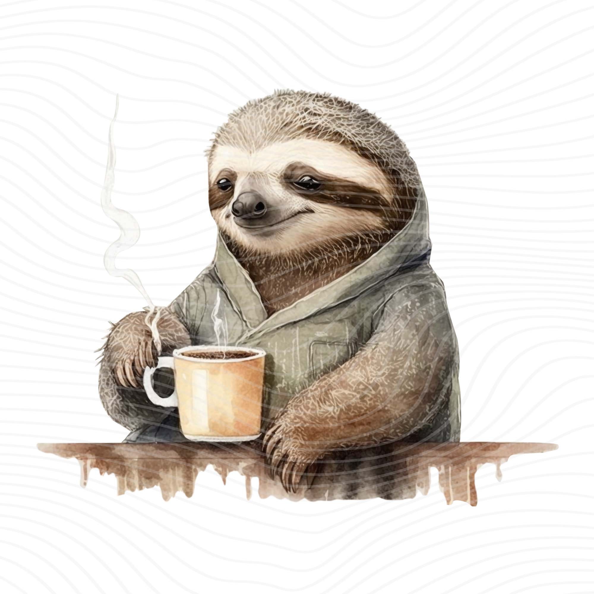 Sloth Coffee PNG, Sloth PNG, Sloth Sublimation Design Digital Download ...