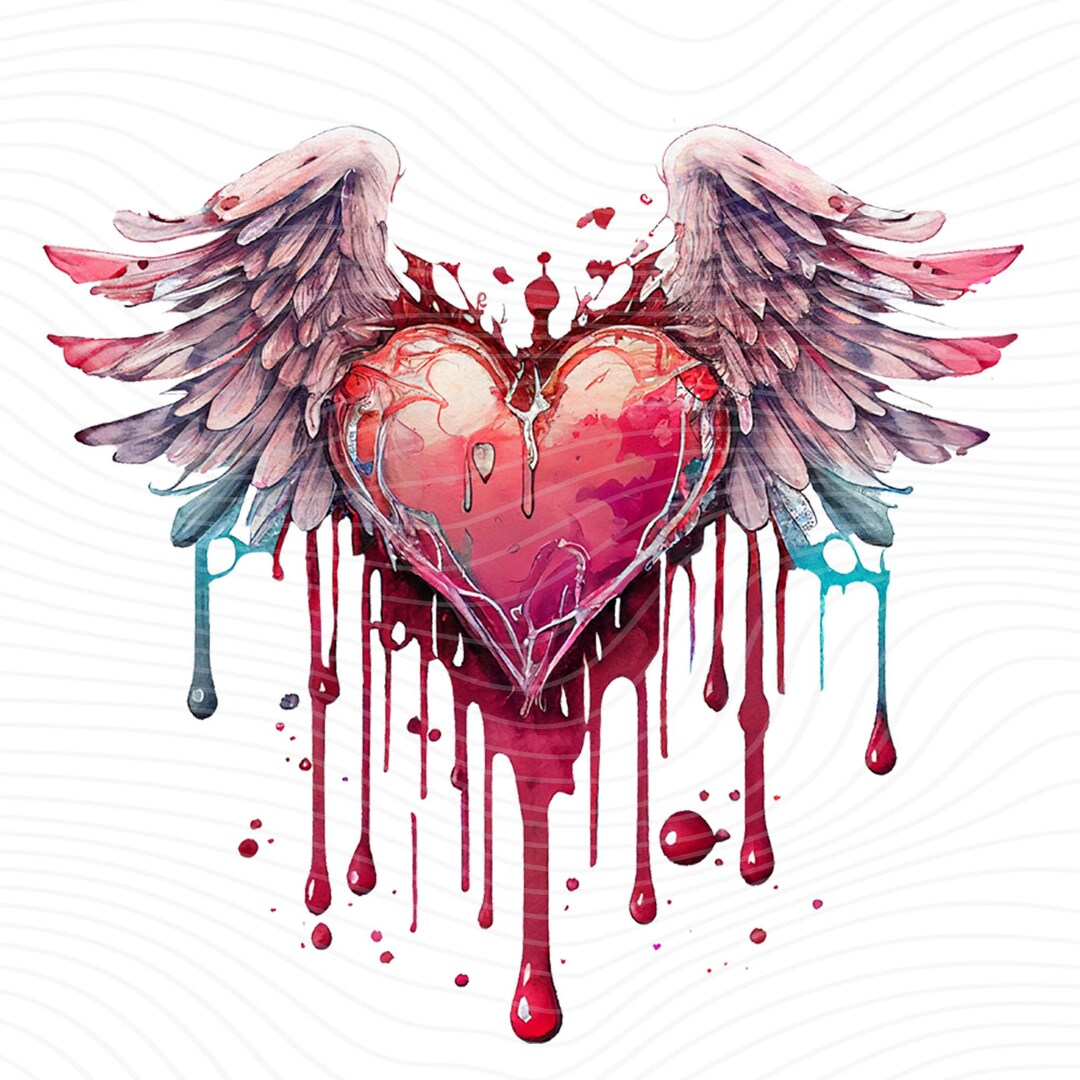 Heart With Angle Wing Clipart, Angle Wing, Valentine PNG - Digital ...