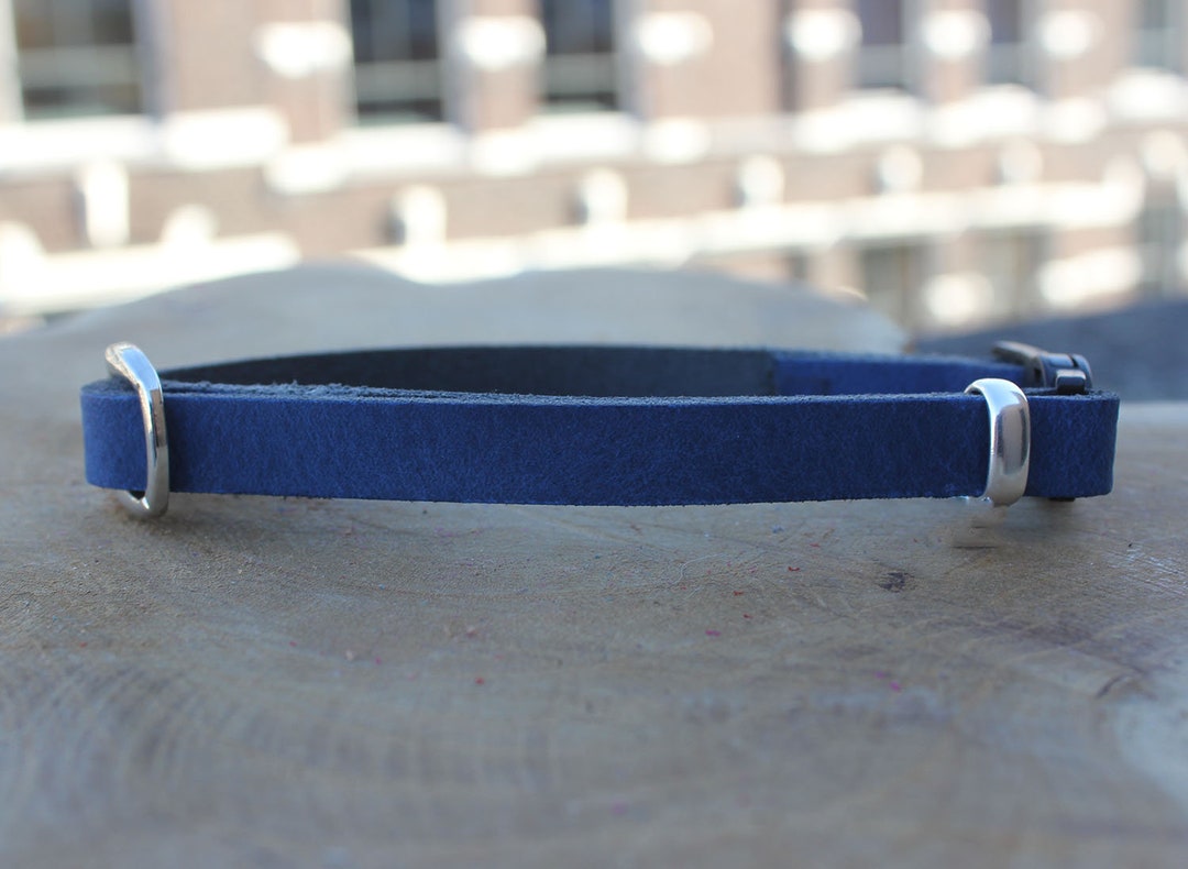 Fancy Blue Leather Cat Collar, Personalized, Break Away Collar ...