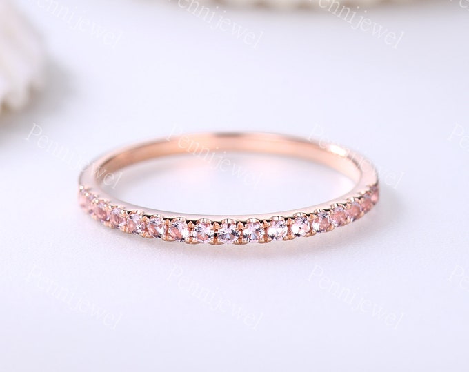 Danity Morganite Wedding Band,pink Morganite Stone, Unique Engagement ...