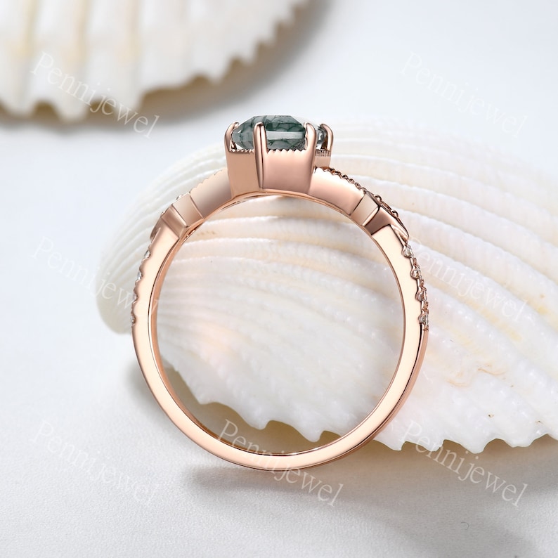 Vintage Long Hexagon Morganite Ring Diamond Rose Gold Band - Etsy