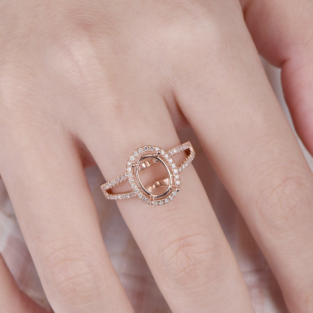 Diamond Ring Setting 14k Rose Gold Semi Mount Diamond Wedding - Etsy