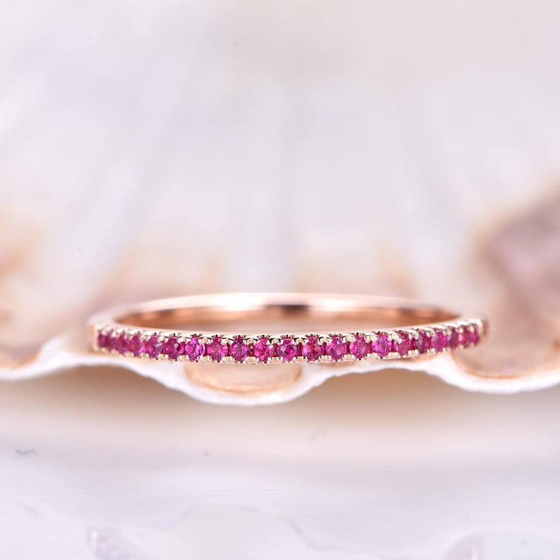 Ruby Wedding Ring Ruby Wedding Band Half Eternity Stacking - Etsy