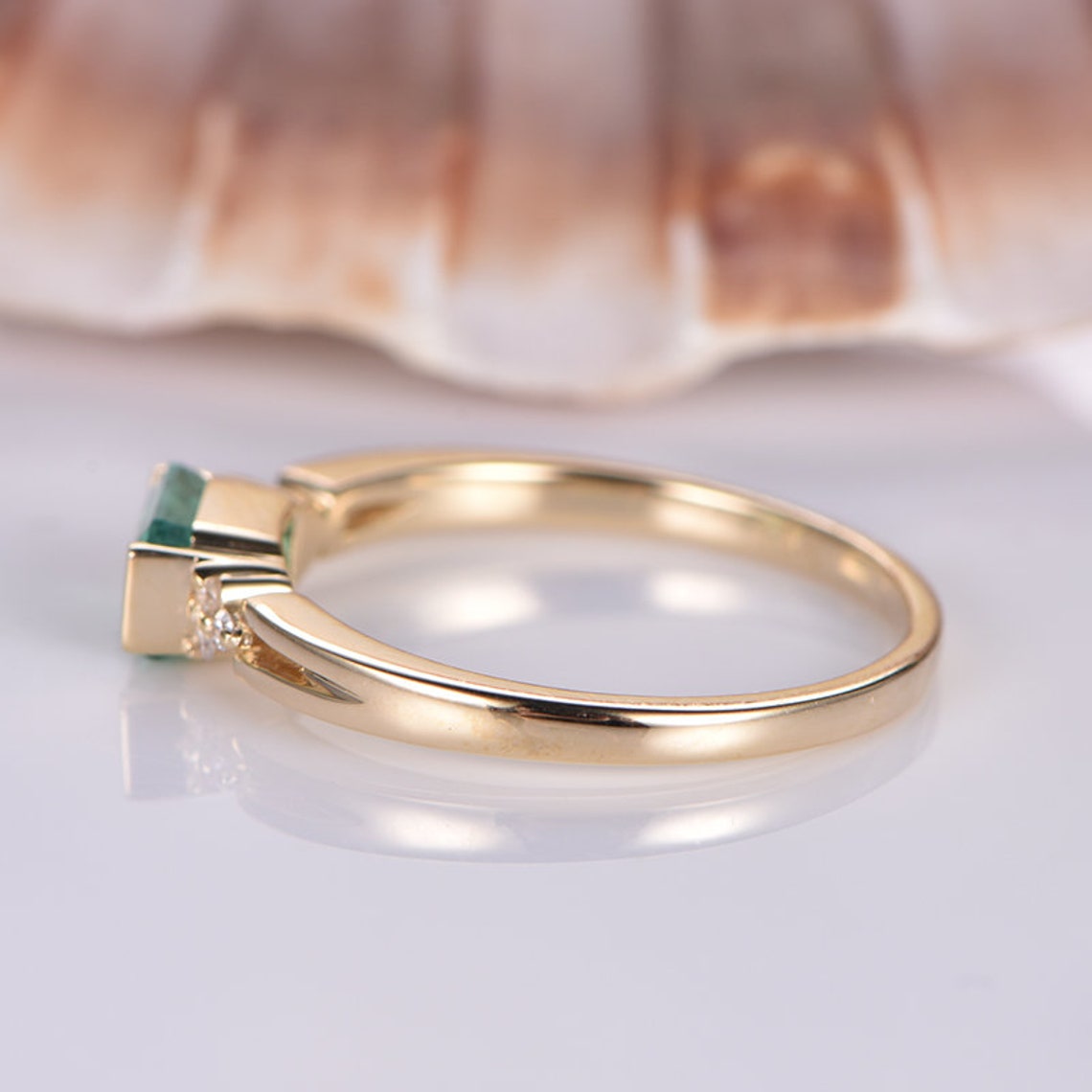 Natural Emerald Engagement Ring Solid 14k Yellow Gold 4x5mm - Etsy
