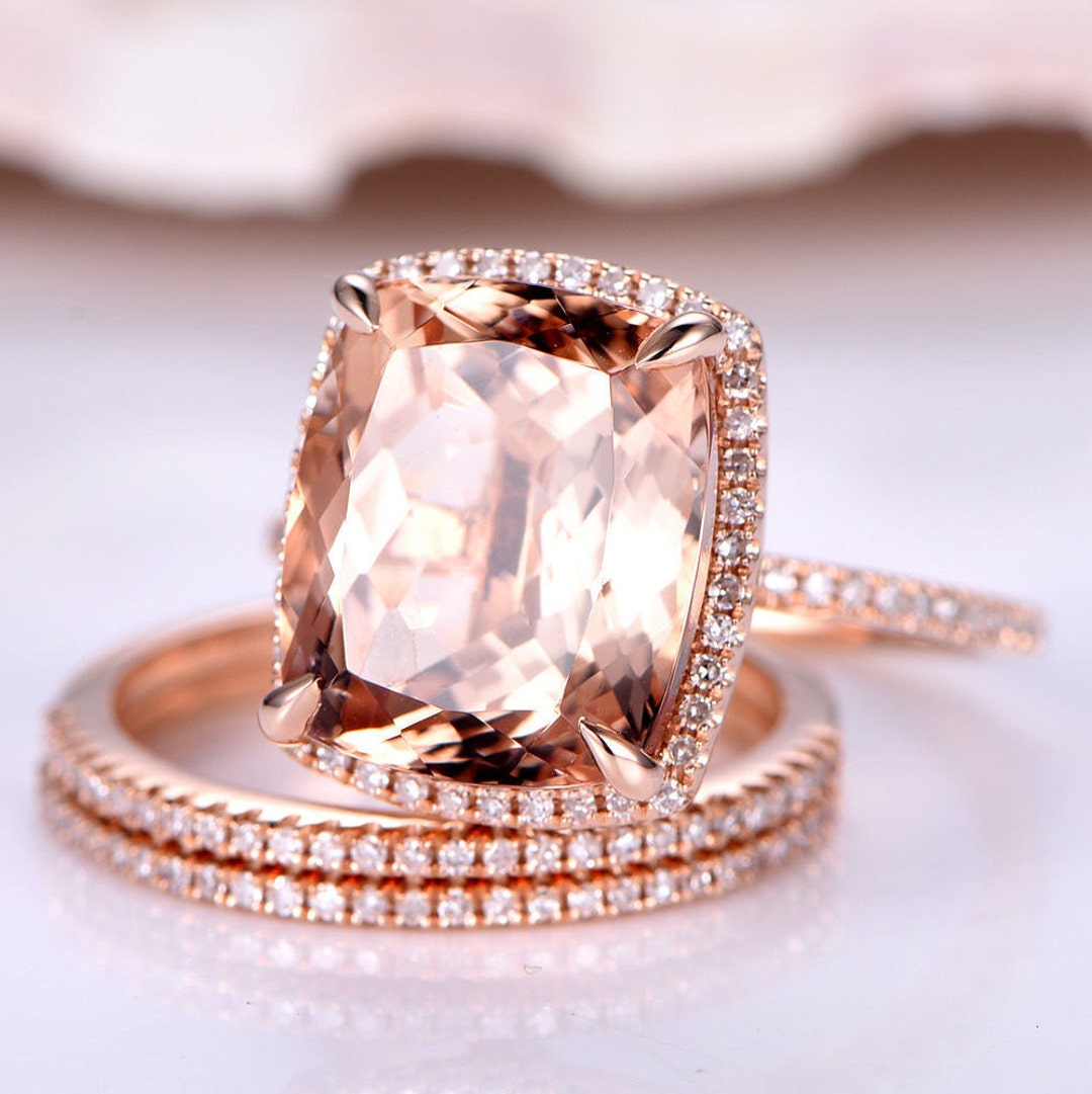 Morganite Engagement Ring Set