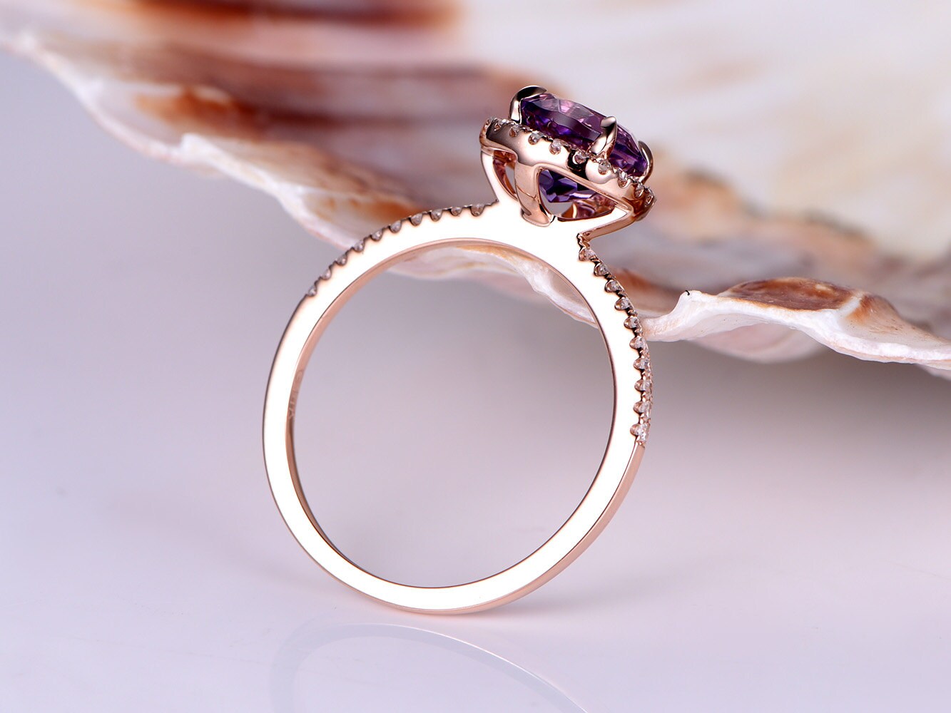 Round Cut Natural Amethyst Engagement Ring 6.5mm Amethyst - Etsy
