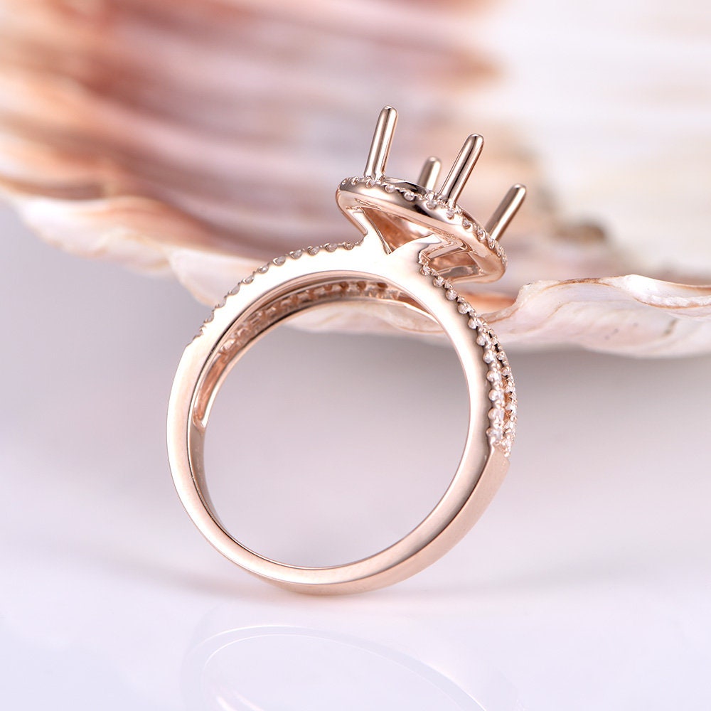 Diamond Ring Setting 14k Rose Gold Semi Mount Diamond Wedding - Etsy
